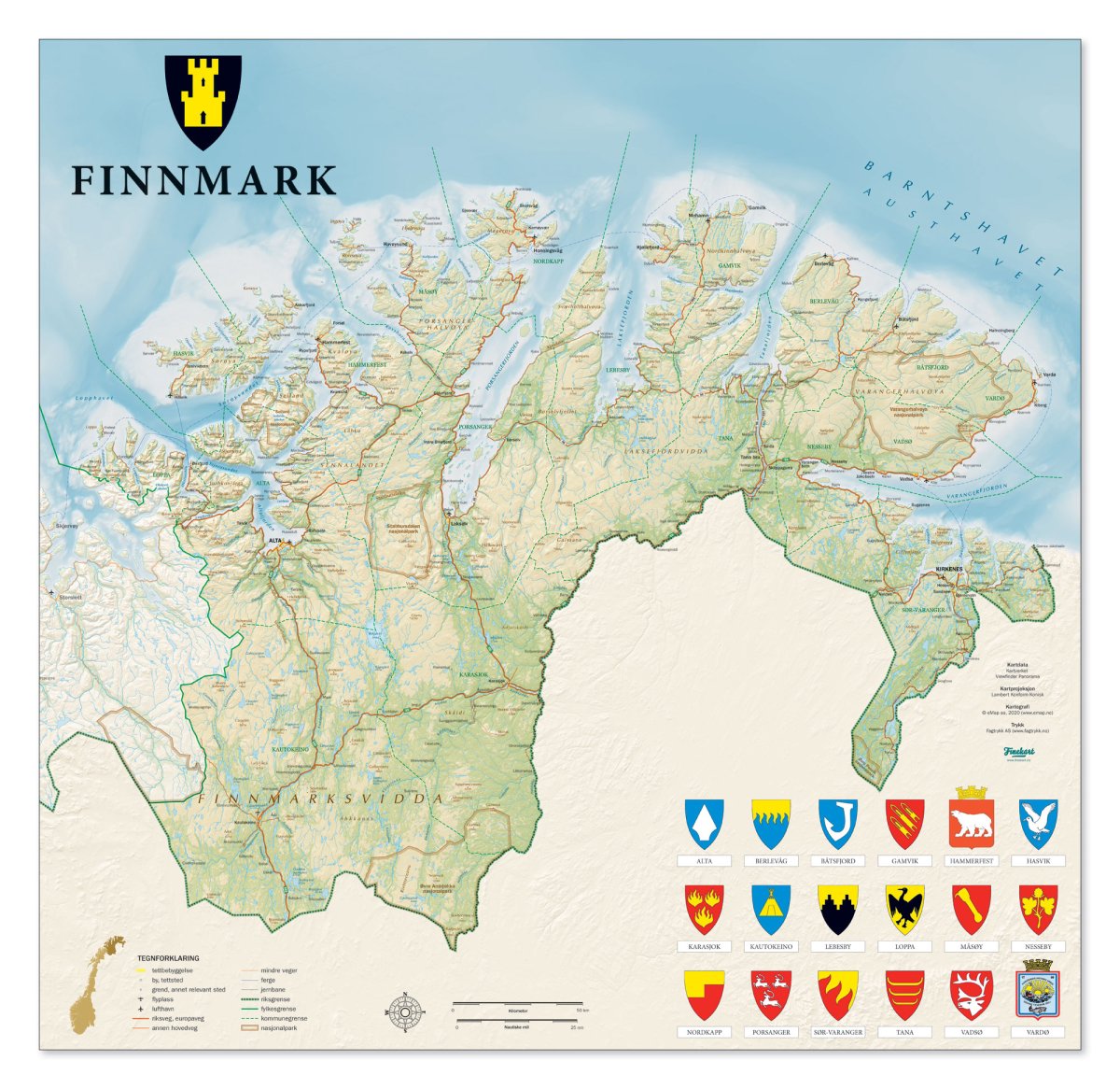 Finnmark - Fylkeskart - Finekart