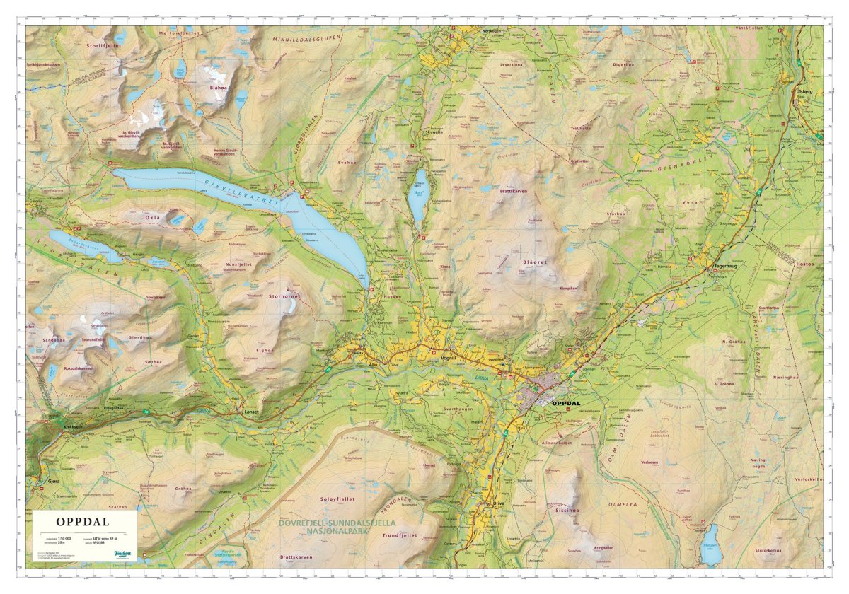 Oppdal - Hyttekart - Finekart